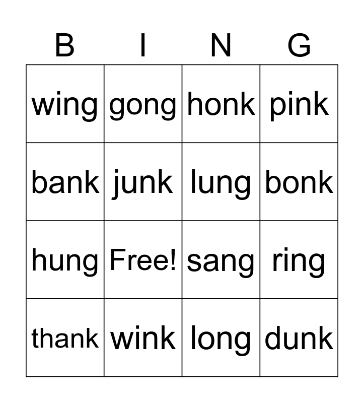 Glued Sounds Bingo Card