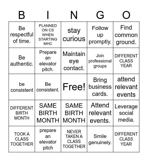 Level Up Your Networking Game Bingo Card