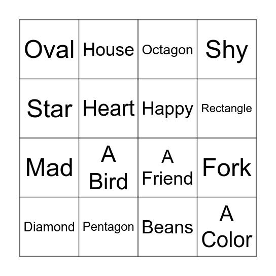 Draw the items! Bingo Card