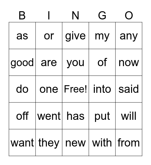 Red Word Bingo Card