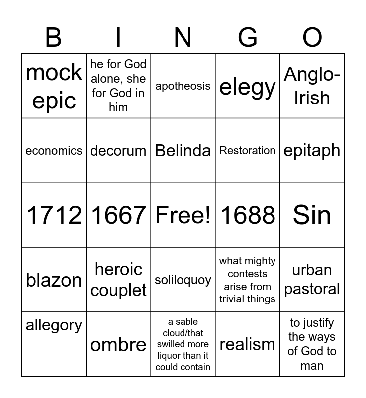 EN 227 Bingo Card