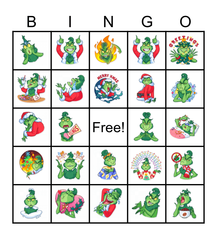 The Grinch Bingo Card