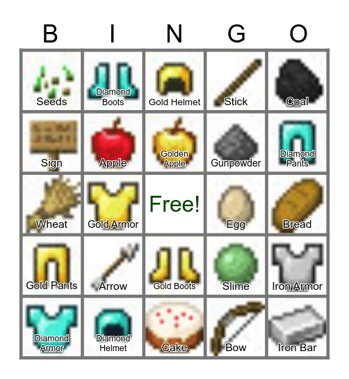 Minecraft Bingo Card