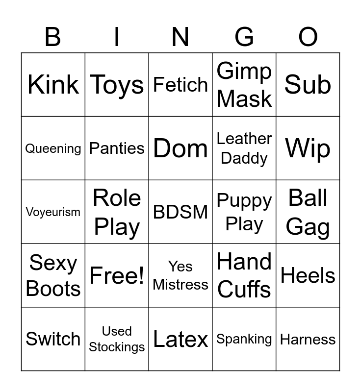 *Festive Filth Bingo* Bingo Card