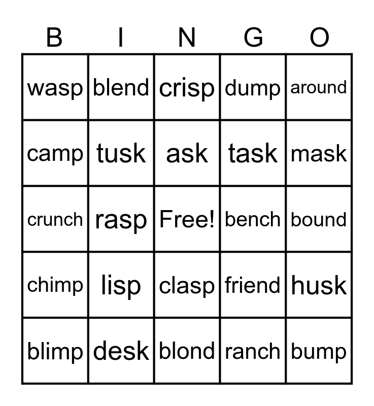 Ending blends Bingo Card