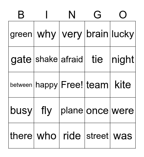 5th Grade Bingo Card