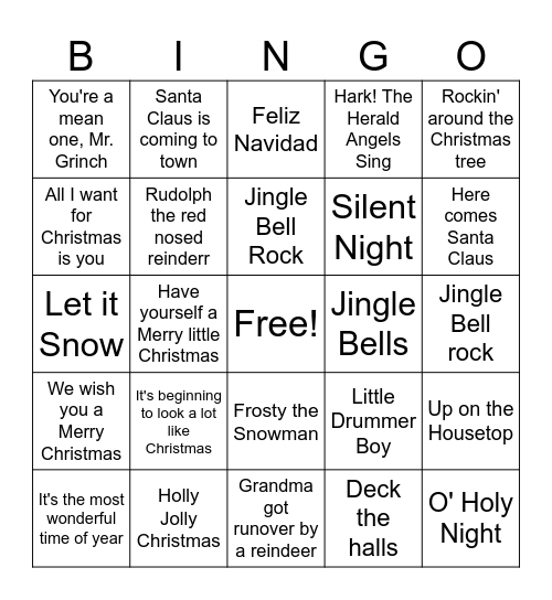 Merry Christmas Bingo Card