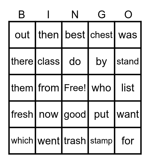 Benchmark Unit 3 Words Bingo Card