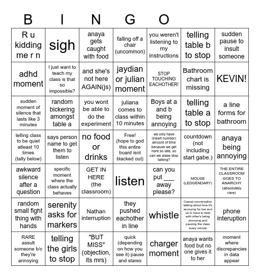 not science bingo Card