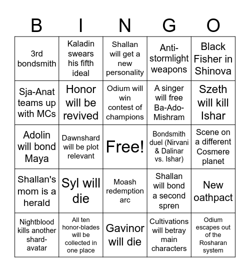Wind and truth bingo Card