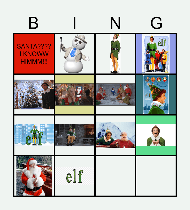 ELF B I N G O Bingo Card