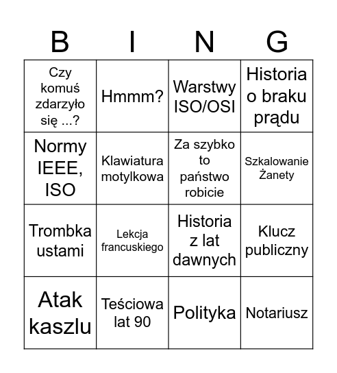 Bingo z Pikiewiczem Bingo Card