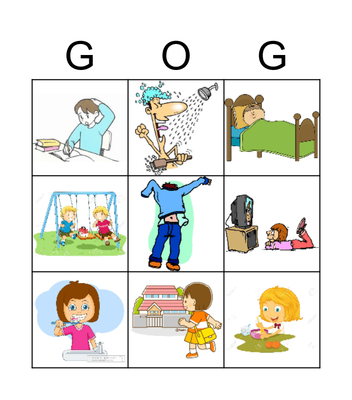 Daily Routine Bingo Card