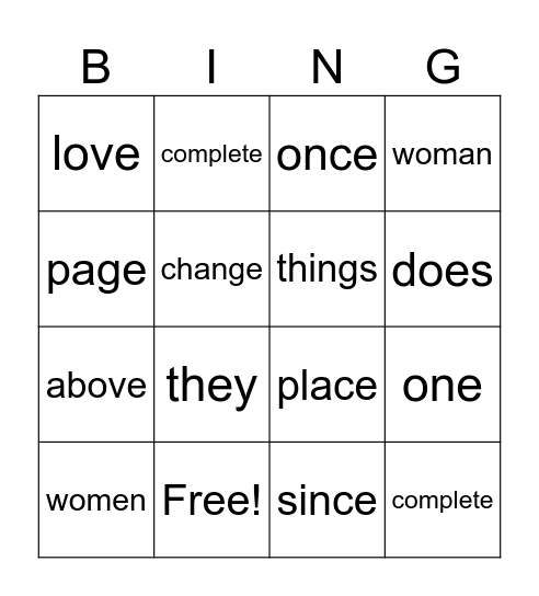 word list module 6 Bingo Card