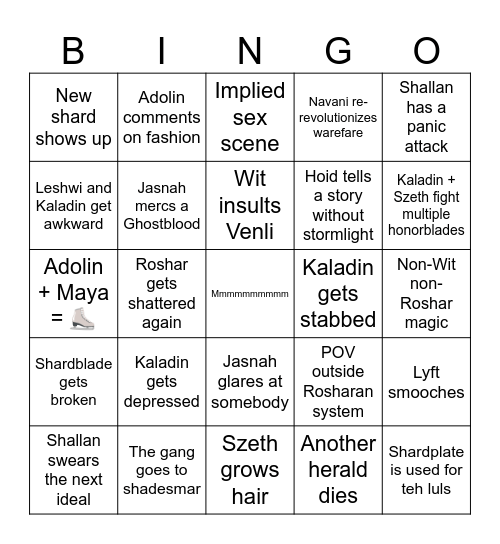 Roshingo Bingo Card