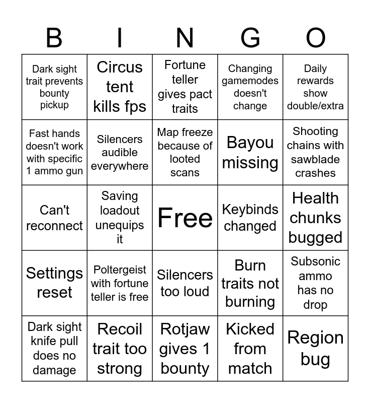 Hunt Bugs Bingo Card