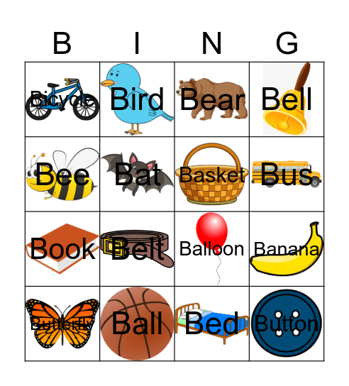 Letter B Bingo Card Bingo Card