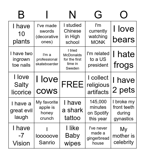 CC: HUMAN BINGO Card