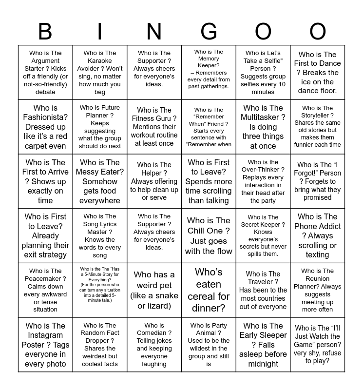 FIND SOMEONE WHO Bingo Card