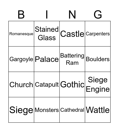 Medieval Architect Bingo Card