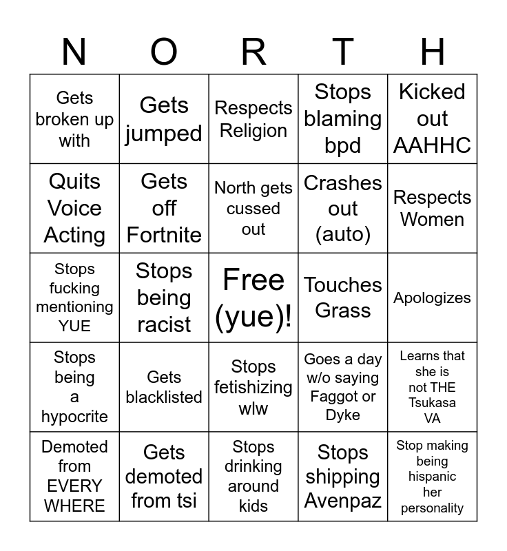 2025 North bingo card Bingo Card