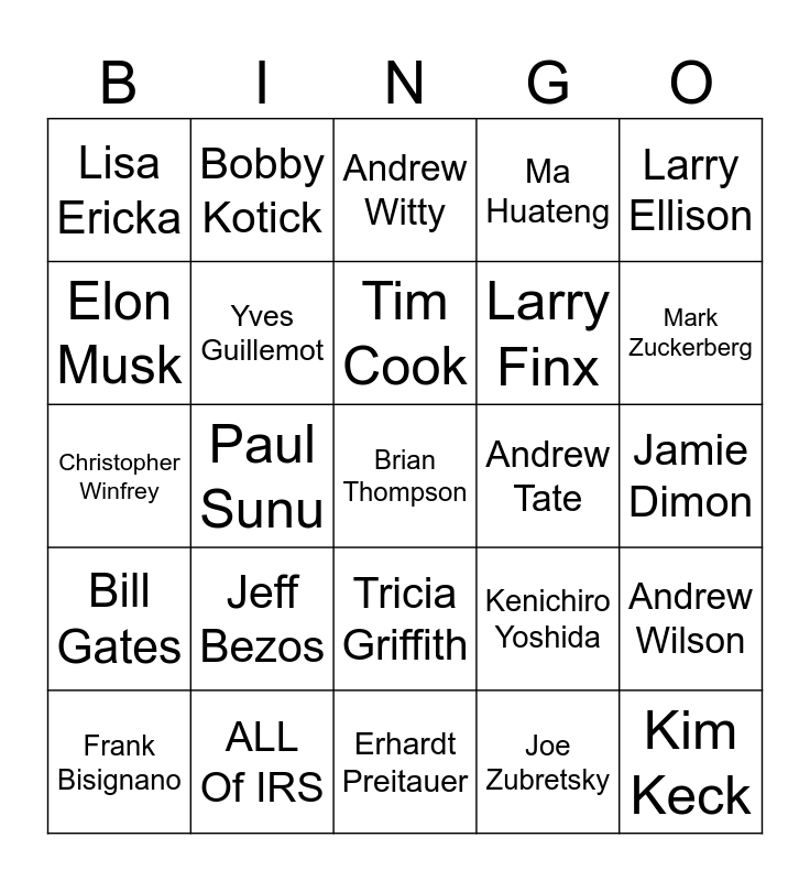 2025 CEO Assination Bingo Card Bingo Card