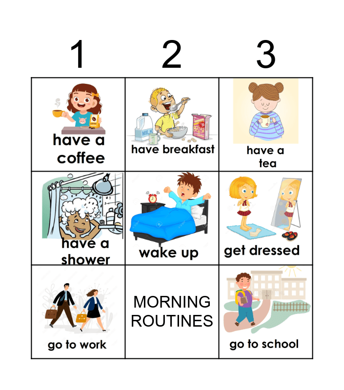 MORNING ROUTINES Bingo Card