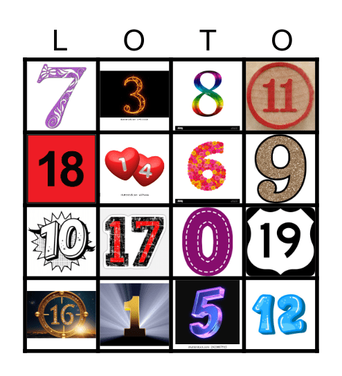 Les numéros Bingo Card