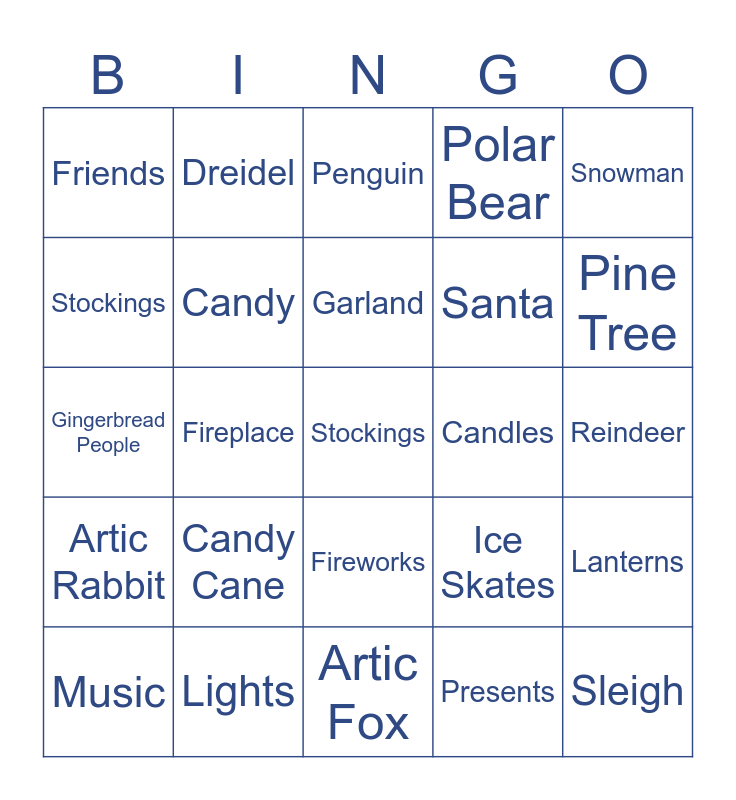 Winter Games Bingo Card