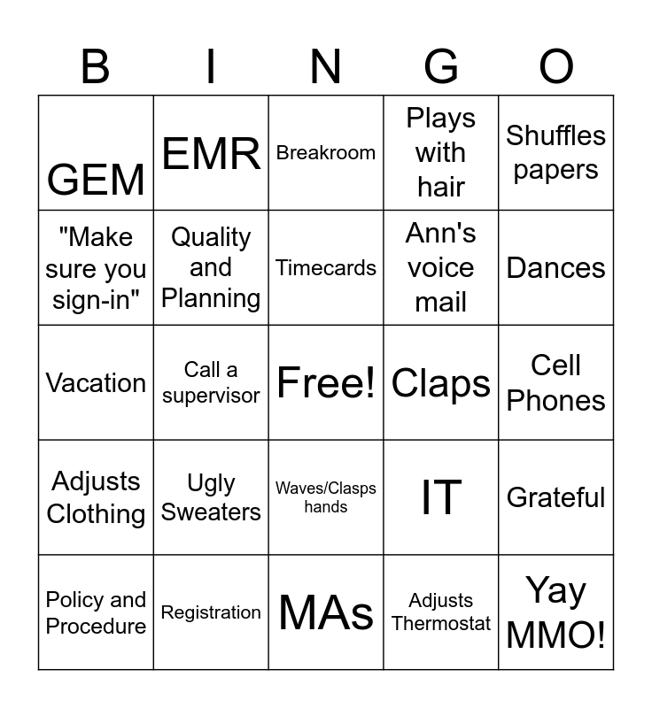 MMO "Boss" Bingo Card