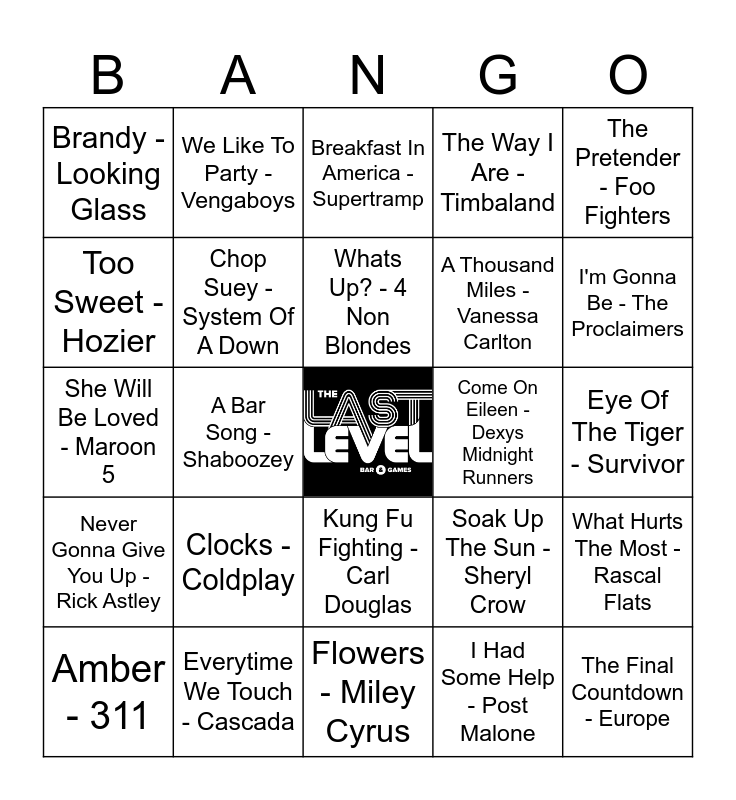 The Last Level Bar Bango #3 DEC 9 Bingo Card