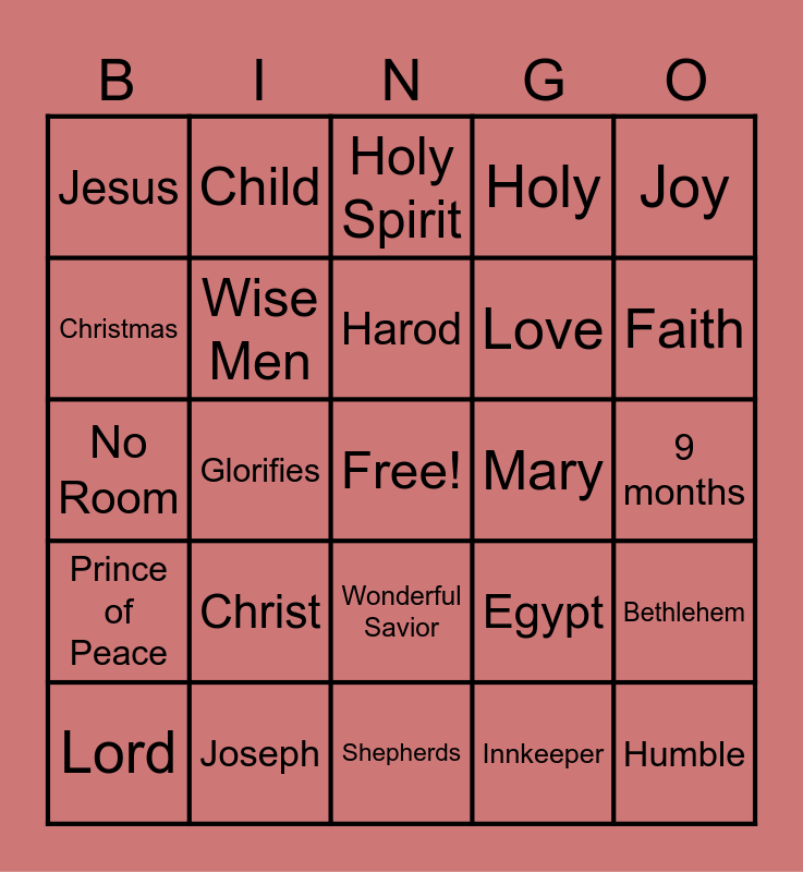Christian Christmas Bingo Card