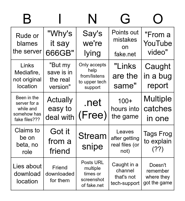 Fake Site Bingo™️ Bingo Card