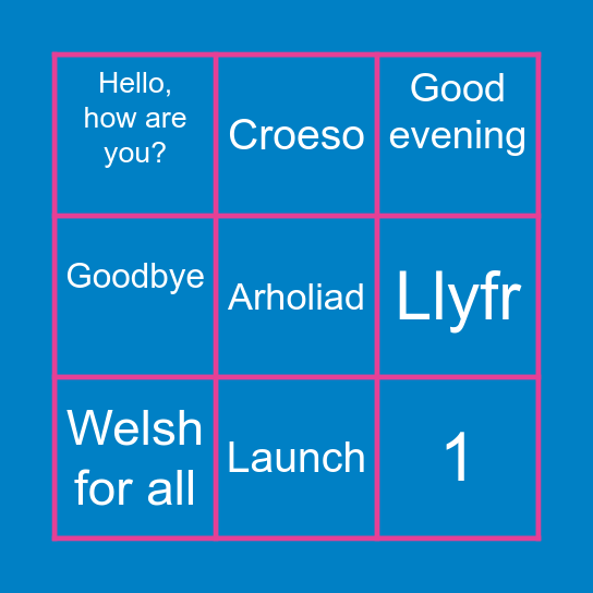 Bingo Cymraeg Bingo Card