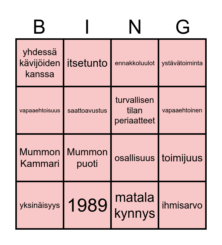 MUMMON KAMMARI Bingo Card