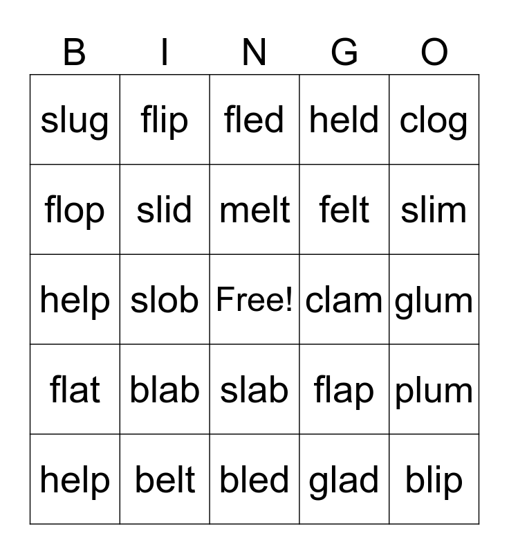 Lesson 27 Bingo Card
