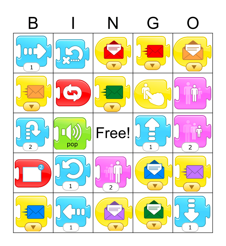 Scratch Jr. Bingo Card