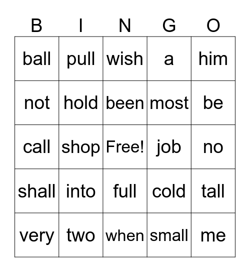 word list module 1 Bingo Card