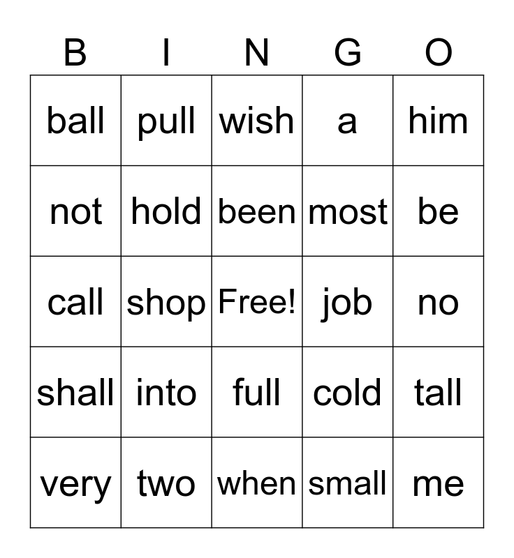 word list module 1 Bingo Card