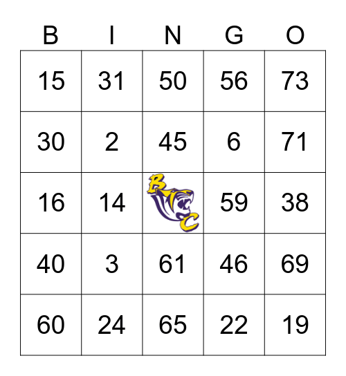 TIGER BINGO Card