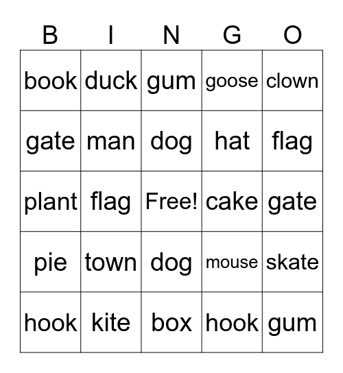 Rhyming Bingo Card