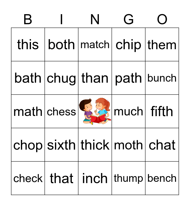 TH, CH, TCH Digraphs Bingo Card