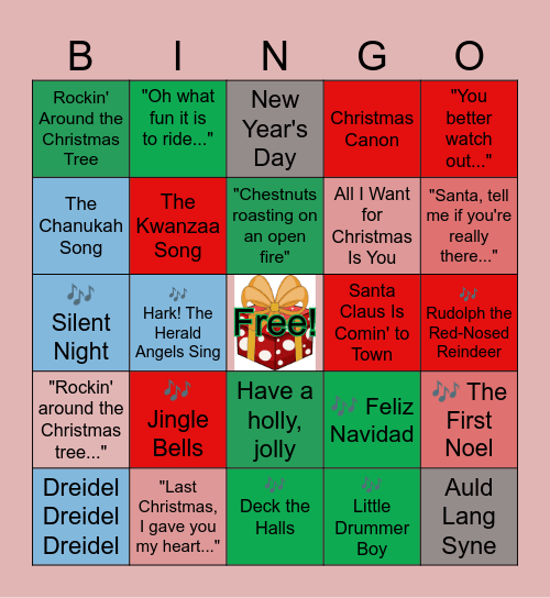 Holiday Songs Bingo! Bingo Card