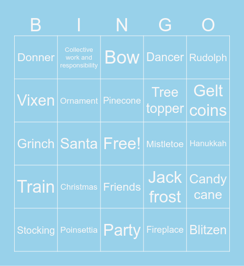 Holiday Party Bingo Card
