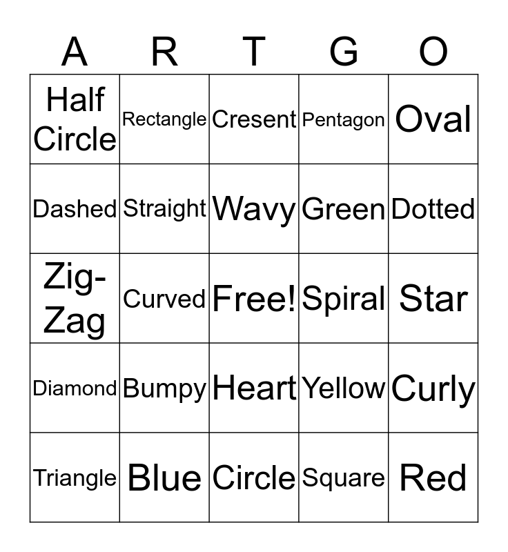 ARTGO Bingo Card