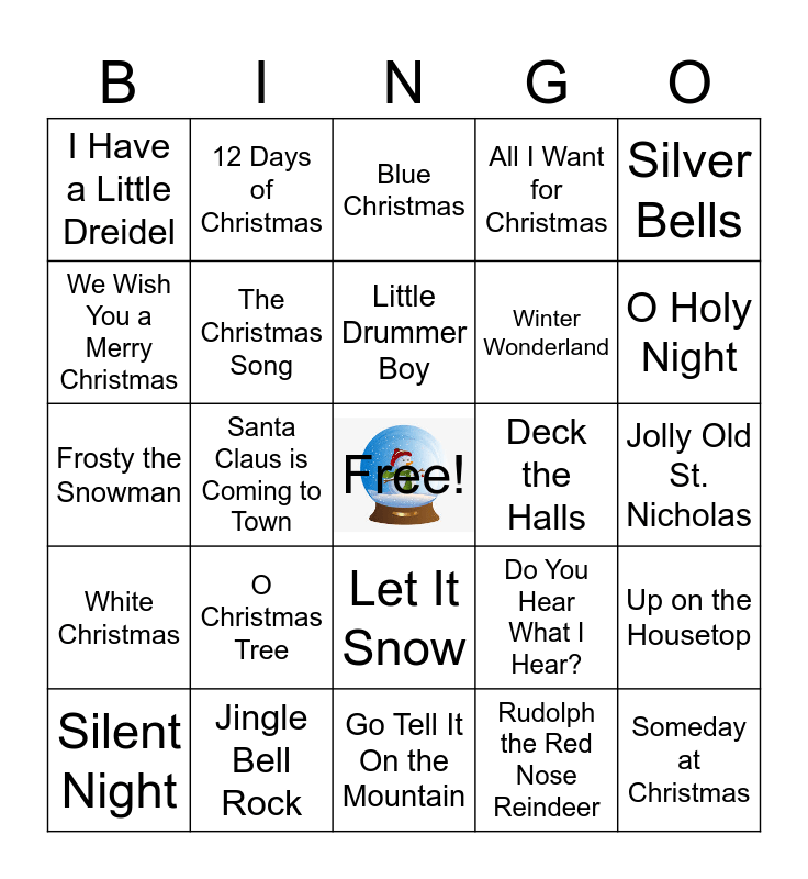 HR Holiday Musical Bingo Card