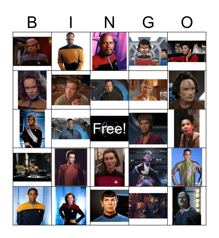 Fave Star Trek Characters Bingo Card