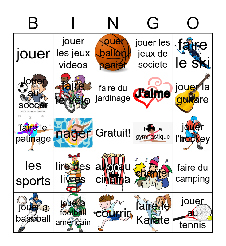 Les sports et les loisirs Bingo Card