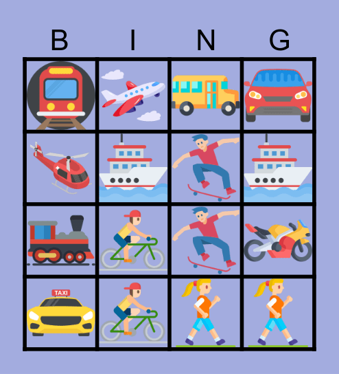 LOS MEDIOS DE TRANSPORTE Bingo Card