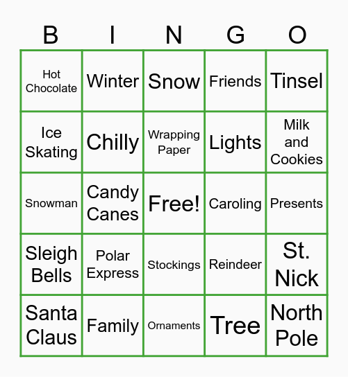 Holiday Bingo Card
